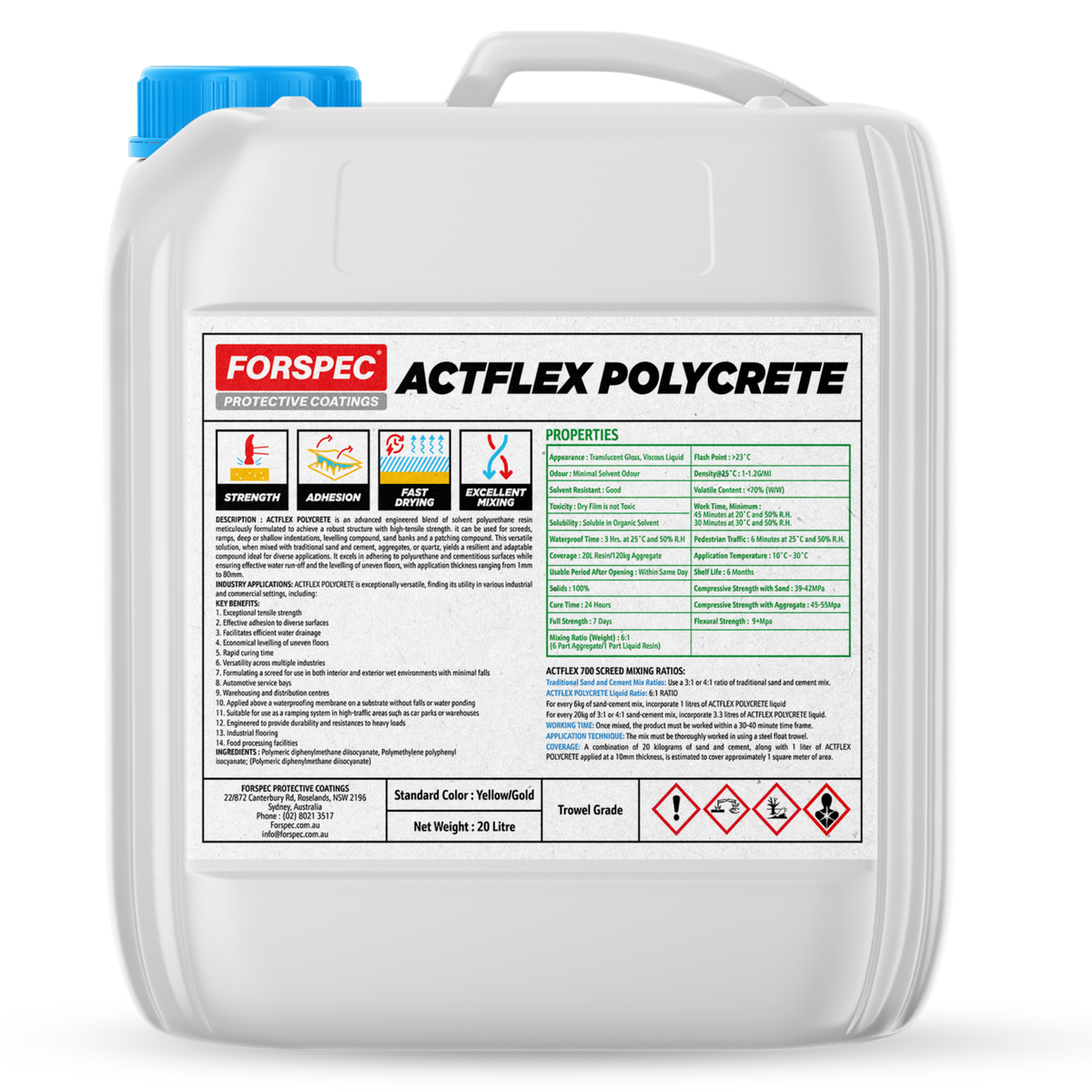 ACTFLEX PolyCrete 20L | High Strength Engineered additive for Screeds